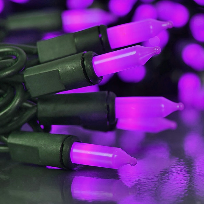 100 Purple Halloween Light Strand UL Listed - Indoors Outdoors