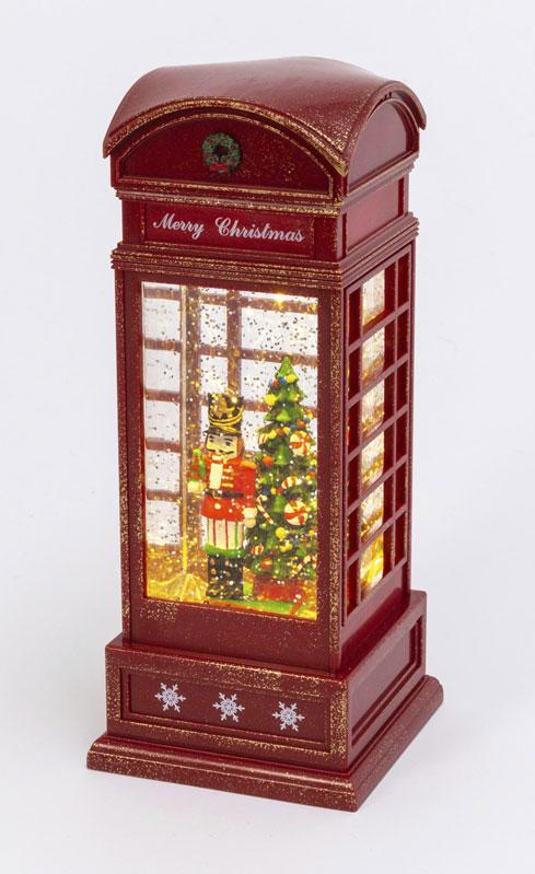 Nutcracker In English Phone Booth Lighted Water Lantern With Timer -10 Inch