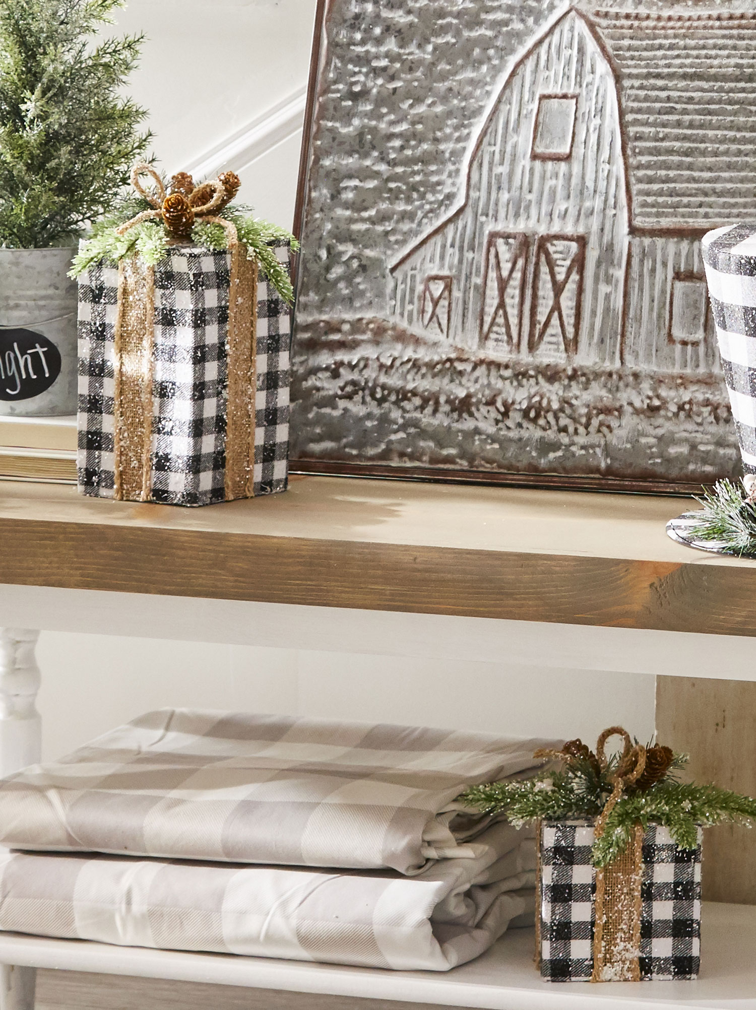 Black and White Buffalo Plaid Presents 8 and 10 Inch - Greenery and ...