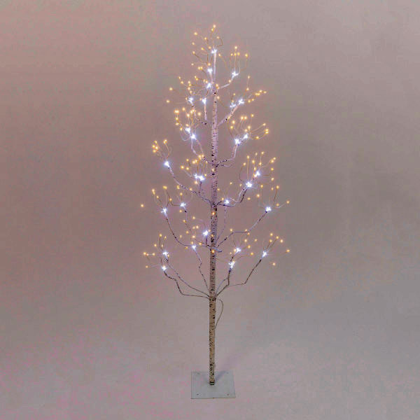 4 Foot White Birch Tree - 336 LED Lights - Multi Function Adapter