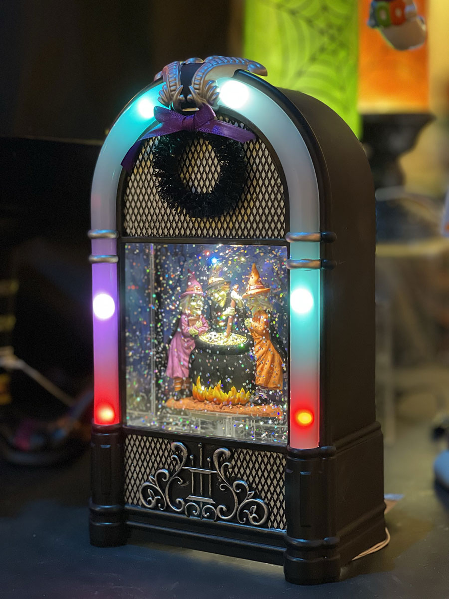 Lighted Halloween Water Lantern Juke Box Witches Brew and Flashing Lights