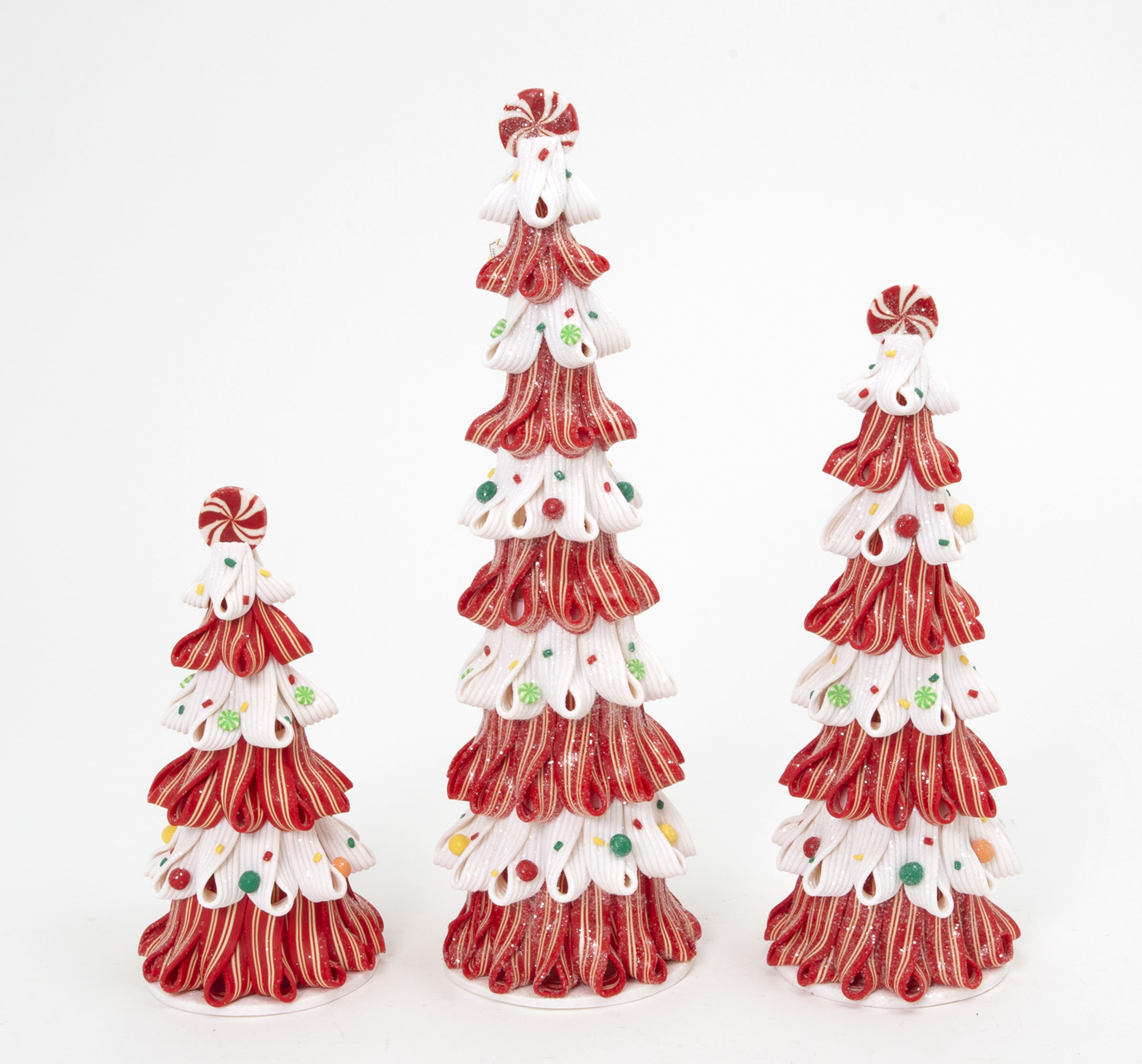 Set of 3 Clay Dough Holiday Peppermint Candy Trees - NEW 2024