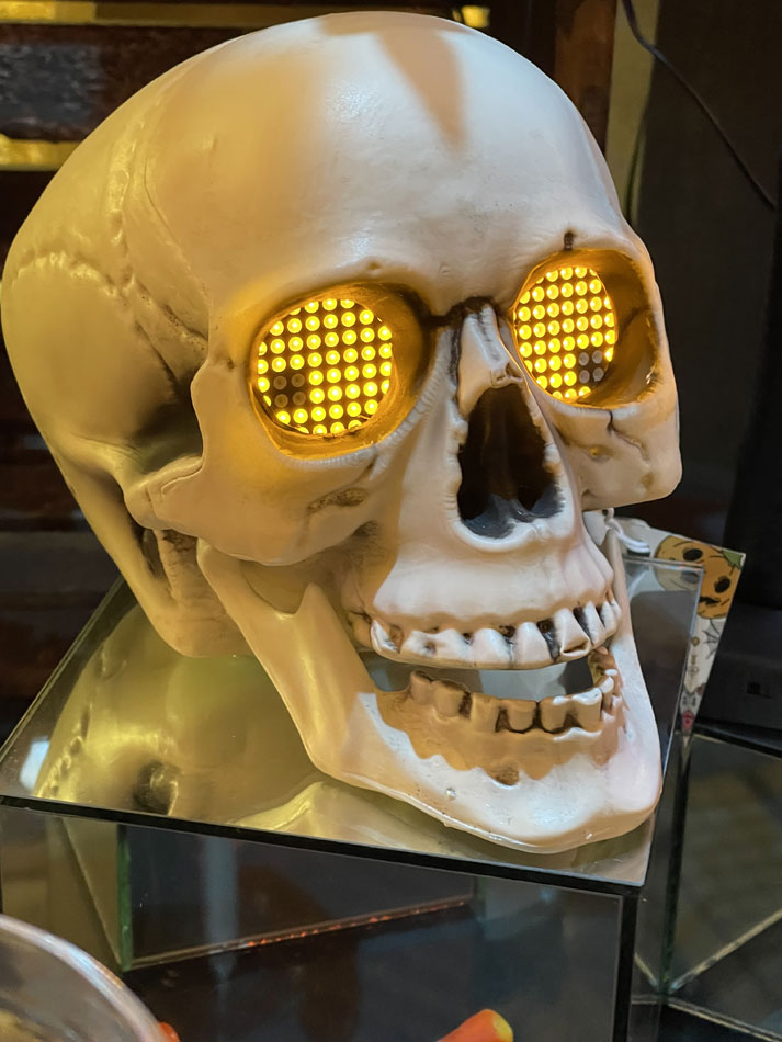 Halloween Skull With Moving Lighted Digital Eyes and Sound Battery Operated