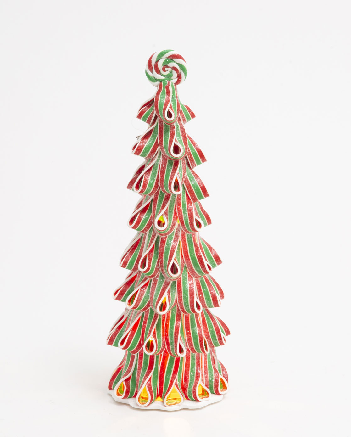 Lighted Peppermint Candy Ribbon Tree Red, Green and White - Battery ...