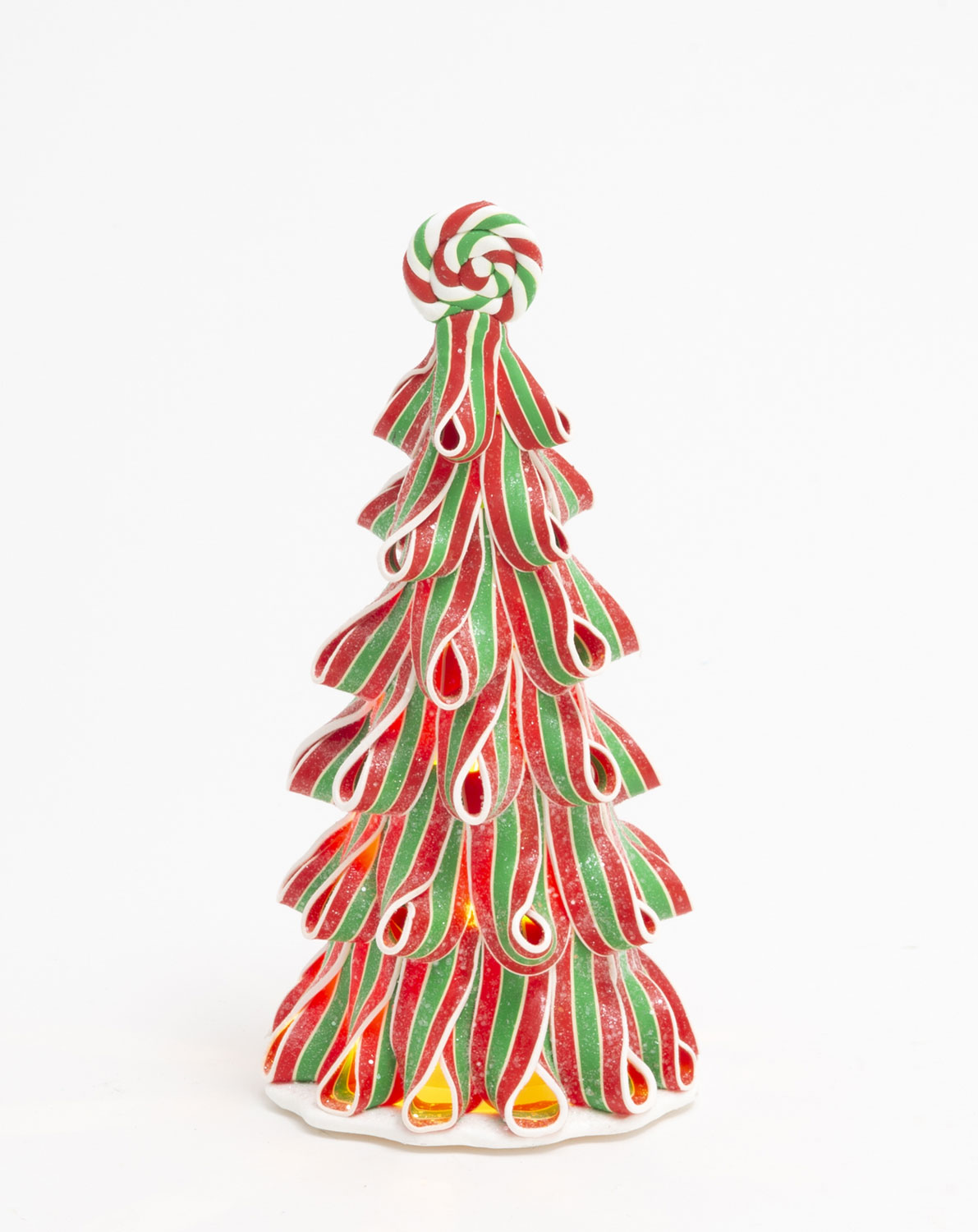 Lighted Peppermint Candy Ribbon Tree Red, Green and White - Battery ...