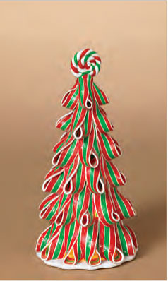 Lighted Peppermint Candy Ribbon Tree Red, Green and White - Battery ...