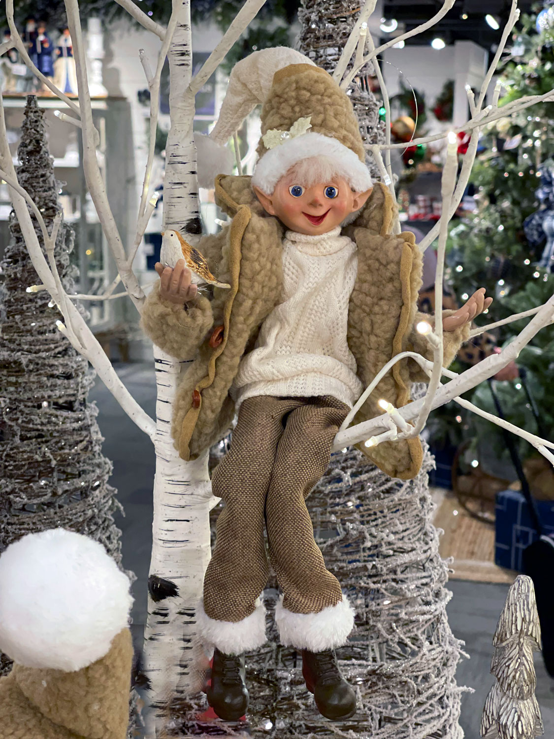 16 inch Winter Cottage Cozy Posable Elf Figurine, Set of 2 Assorted