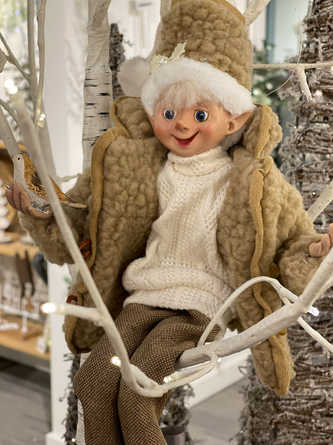 16 inch Winter Cottage Cozy Posable Elf Figurine, Set of 2 Assorted
