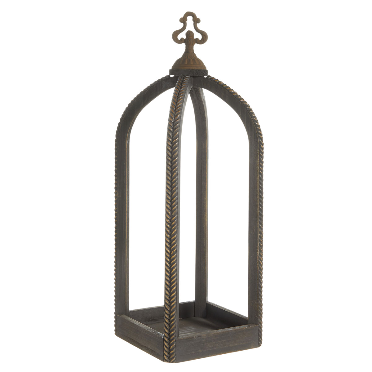Herringbone Applique Square Open Lantern - 21 Inch