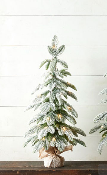 Lighted Flocked Pine Tree 28" - NEW