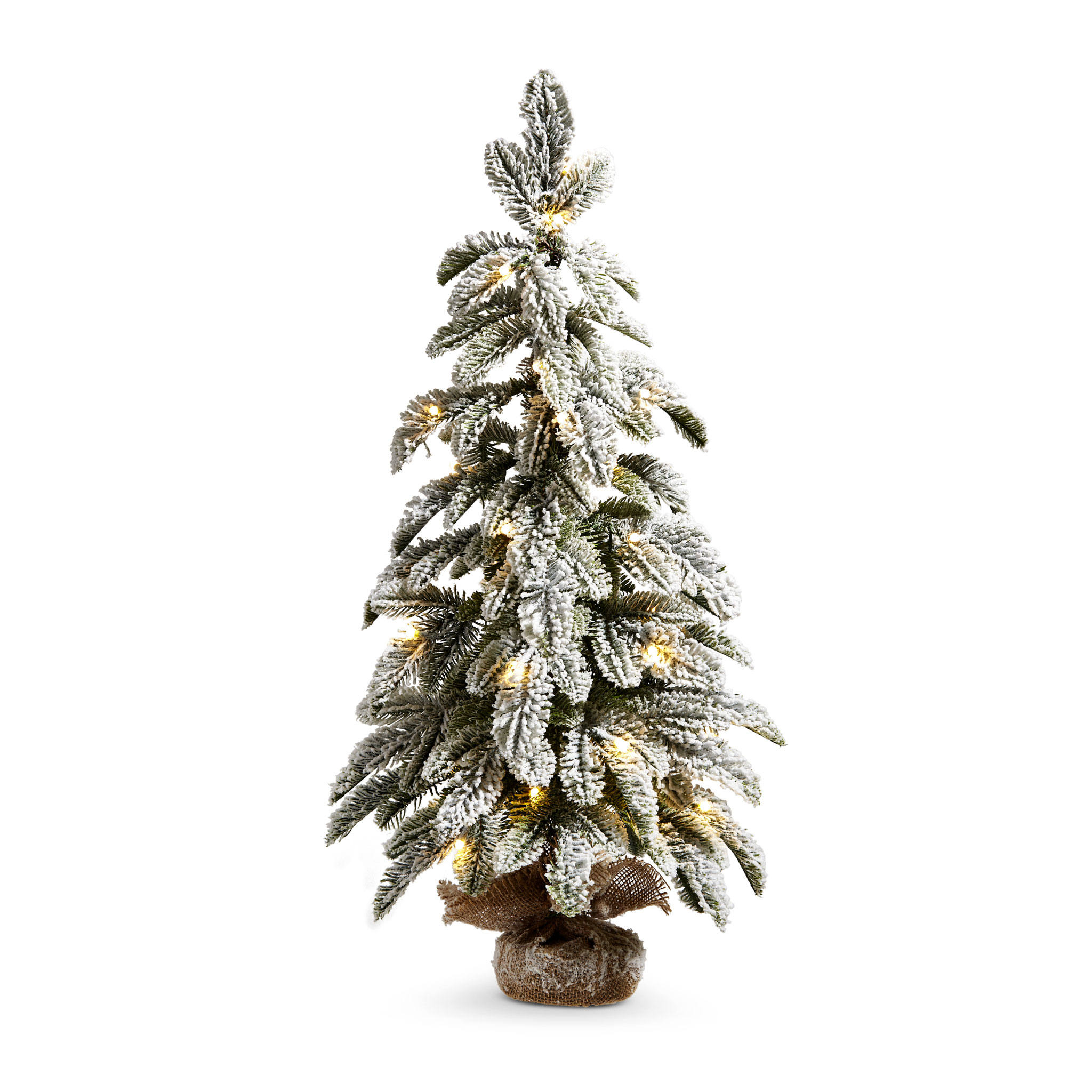 Lighted Flocked Pine Tree 28" - NEW