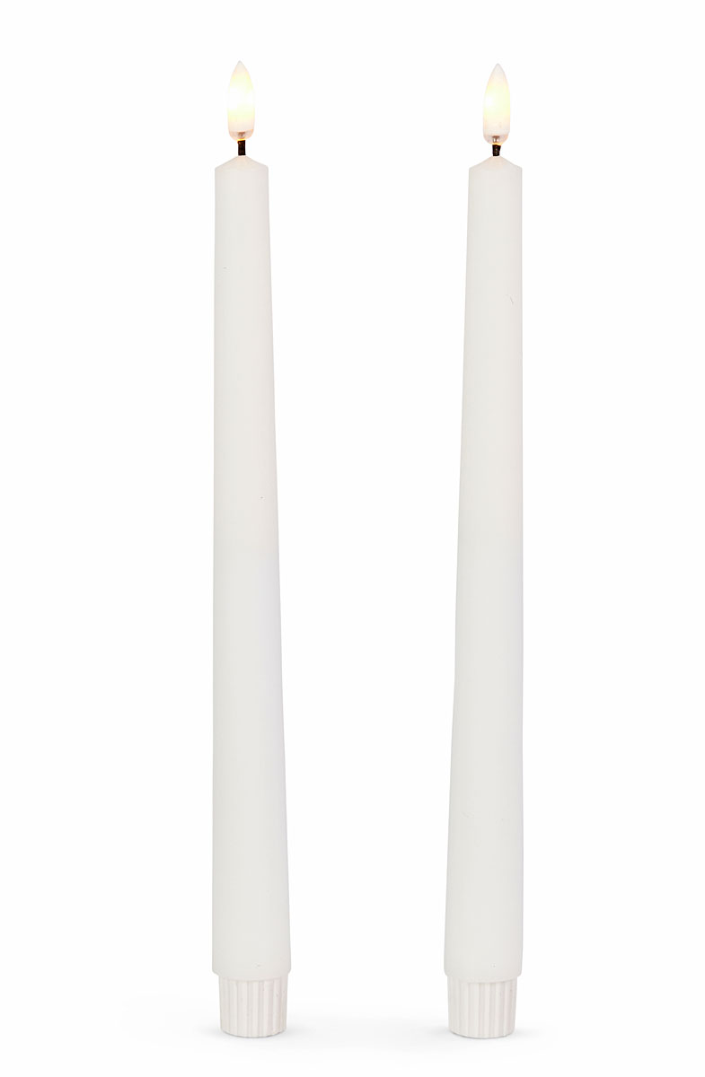 10 Inch White Taper Candles Set of 2 - Luminesce Flameless Candle ...
