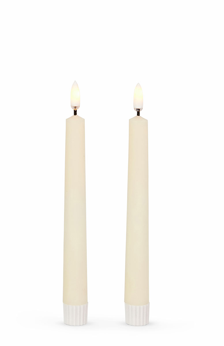 7 Inch Ivory Taper Candles Set of 2 - Luminesce Flameless Candle Collection