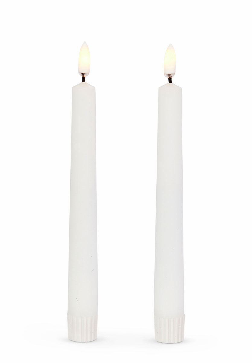 7 Inch White Taper Candles Set of 2 - Luminesce Flameless Candle Collection