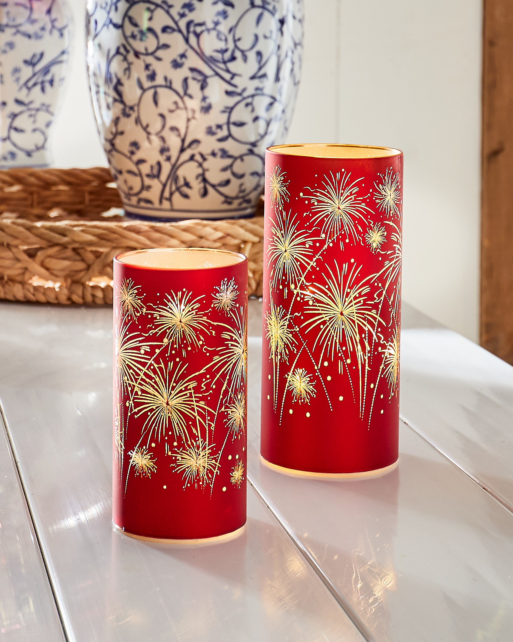 Lighted Fireworks Lanterns Set of 2 - NEW