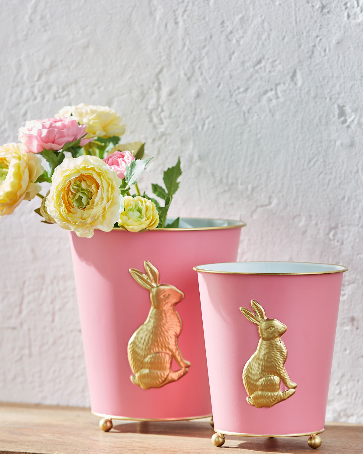 9" Pink Bunny Cache Pots Set of 2 - NEW