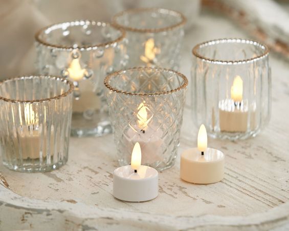 Gold Rim Glass Votives Set of 5 Assorted Styles NEW 2024