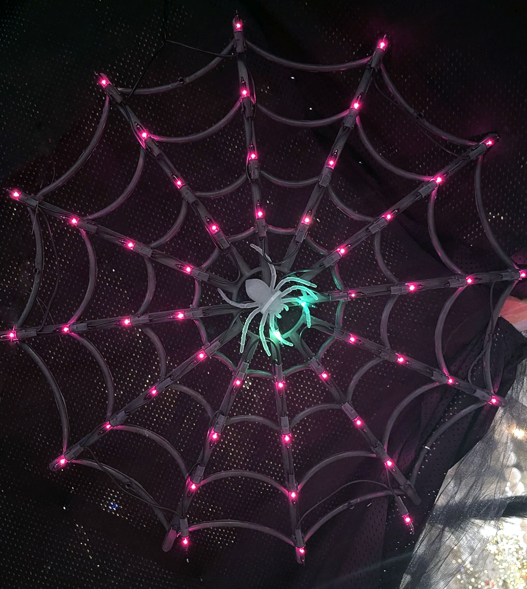 Spider Web With Glowing Spider 21.5 Inch Indoor-Outdoor