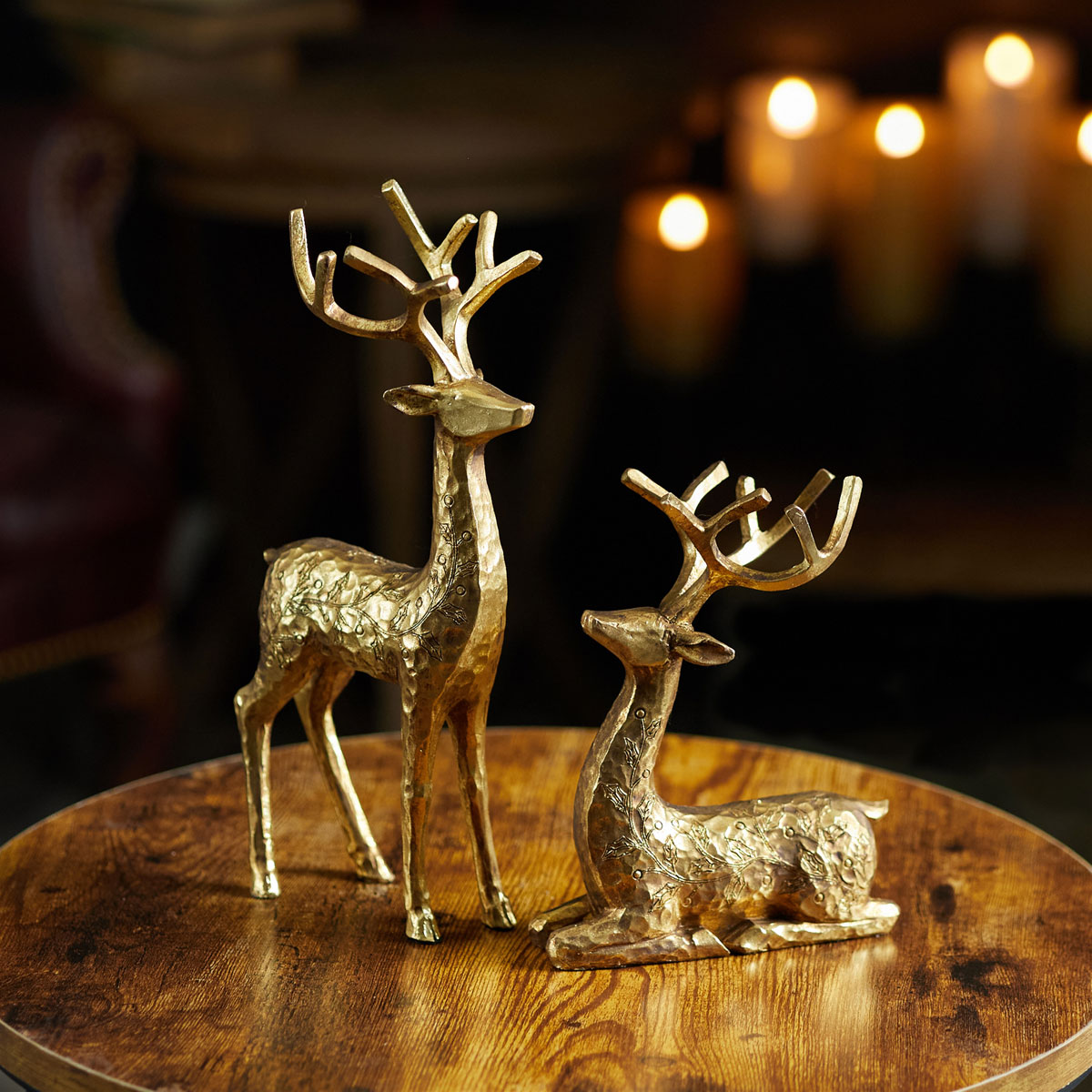 Gold Resin Deer Figurines 11.5 Inch Set of 2 - NEW 2024