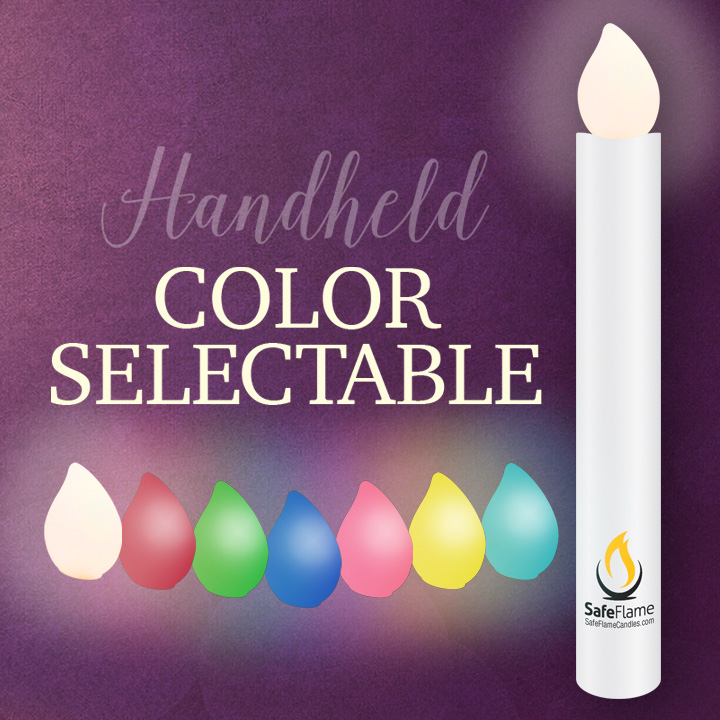 Color Changing Hand Held 6 Inch LED Candle - Batteries Included
