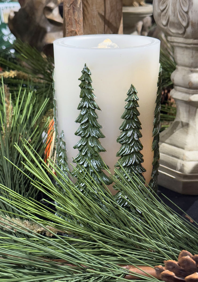 Green Pine Tree Aquaflame Fountain Candle - Remote Control Included