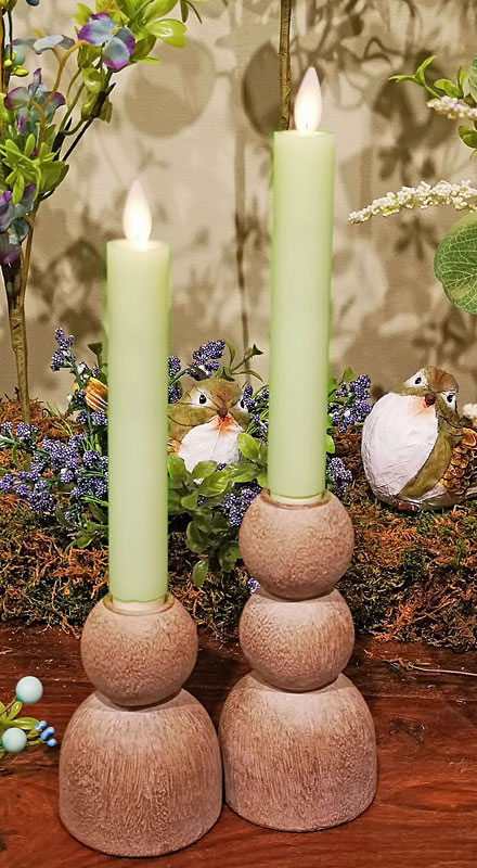 6 Inch Green (2 Pack ) Moving Flame Battery Operated Taper Candle ...