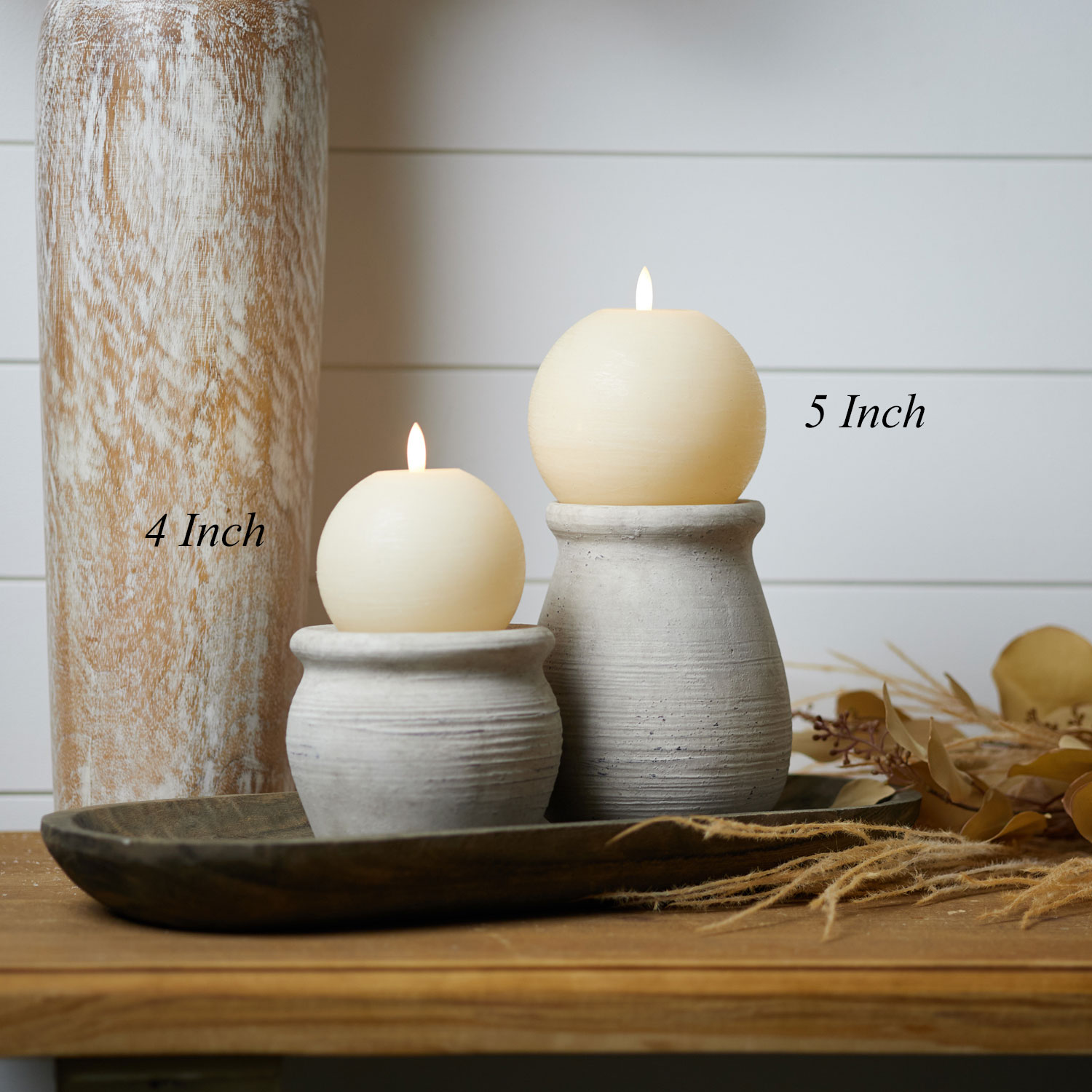 Fia Wick 4" Round Cream Flameless Candle - Remote Ready