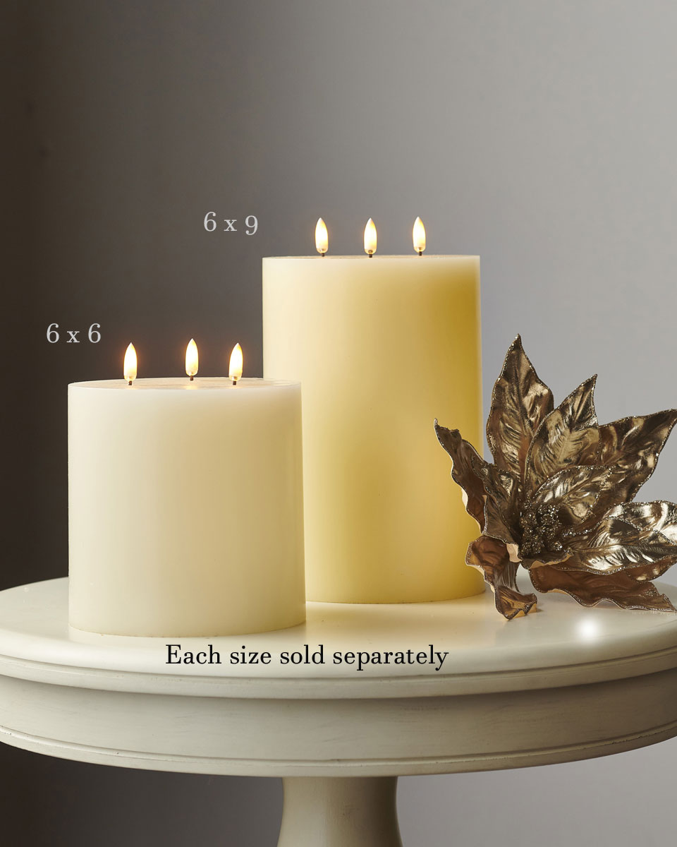 6 x 9 Inch Ivory Triflame Candle - Luminesce Flameless Candle Collection