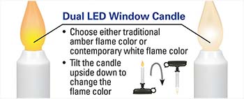 Dual Color Window Candle Amber / Warm White - Aged Bronze