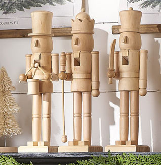 Tall Wooden Nutcracker Figurines 15.5 Inch - Set of 3 Assorted