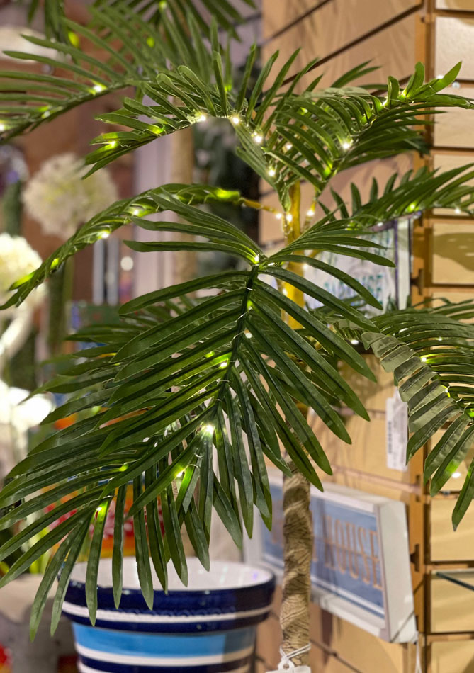 4 Foot Electric Lighted Palm Tree - 55 Warm White Micro Lights With ...