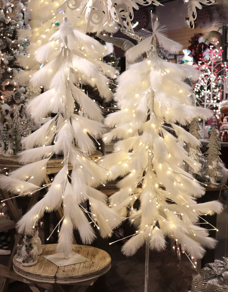 4 Foot Lighted Down Sweep White LED Tree - 190 Warm White Lights