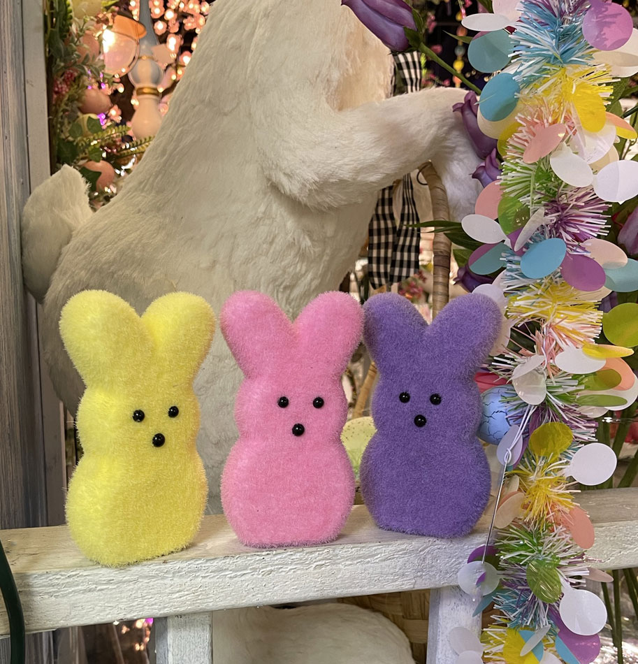 6 Inch Peeps Flocked Easter Bunny Set of 3
