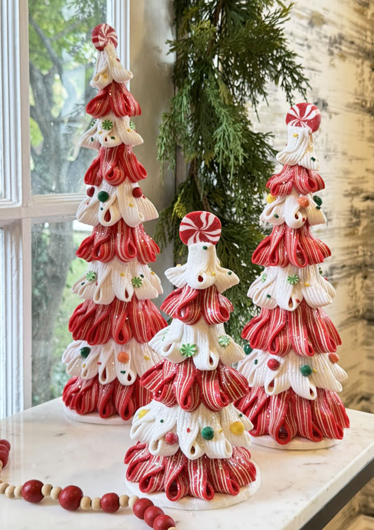 Set of 3 Clay Dough Holiday Peppermint Candy Trees - NEW 2024