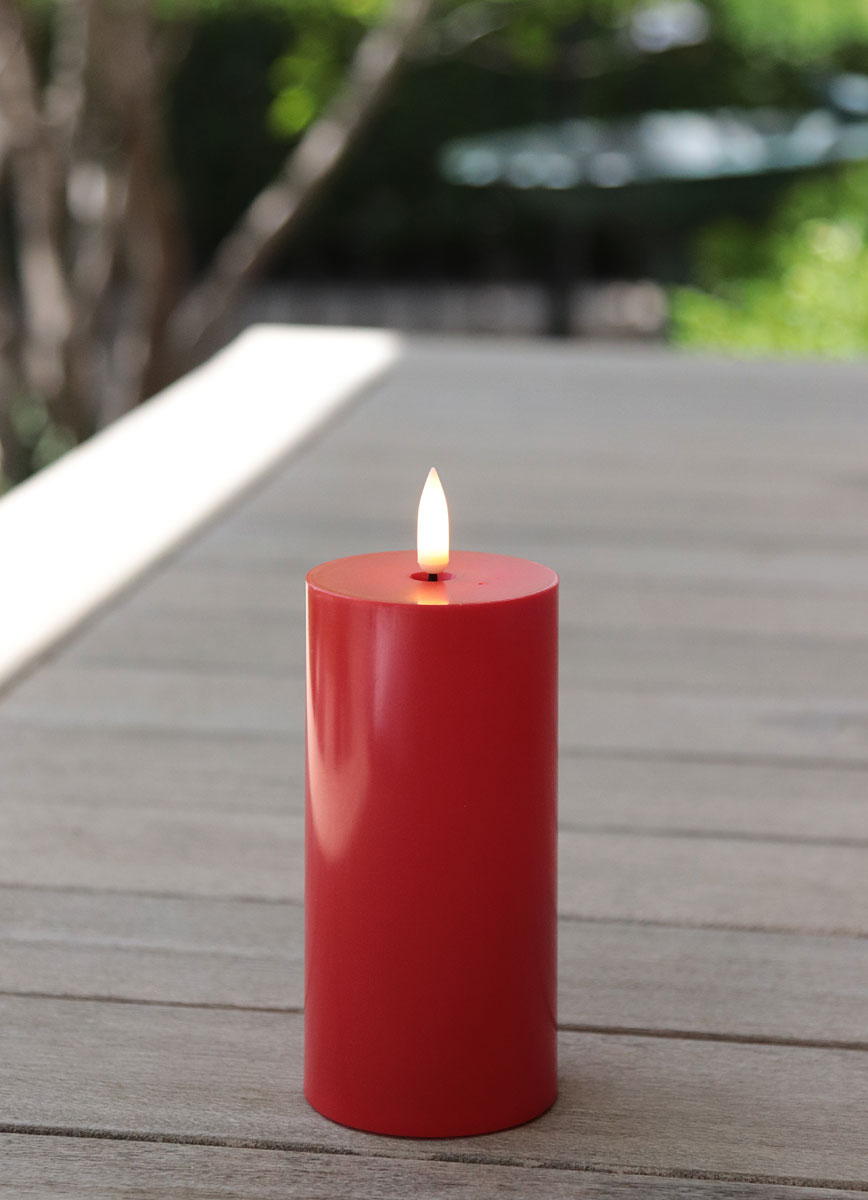 Red Outdoor Flameless Candles Set of 3 - Timer