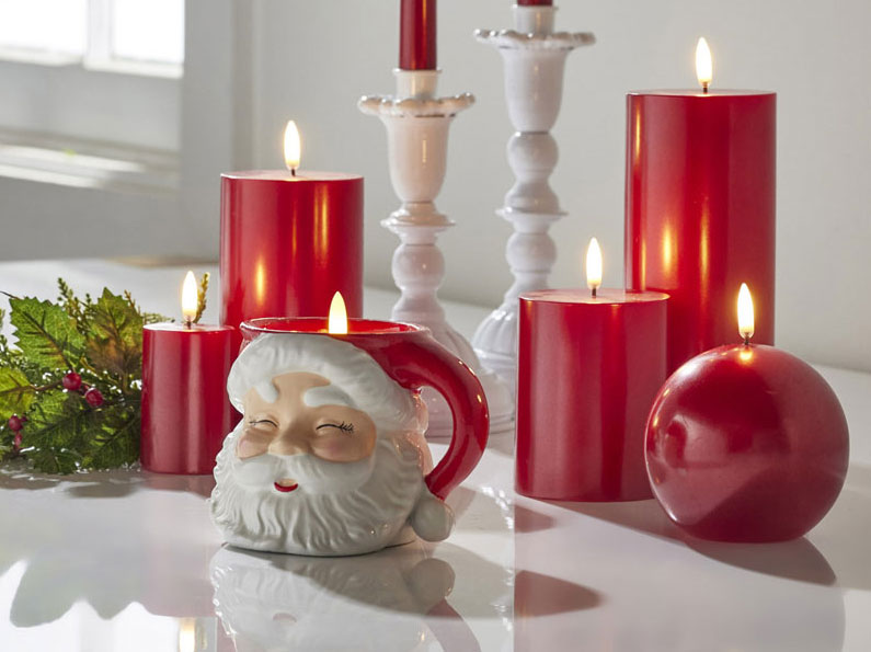 Ceramic Santa With Flameless Candle 4 Inch
