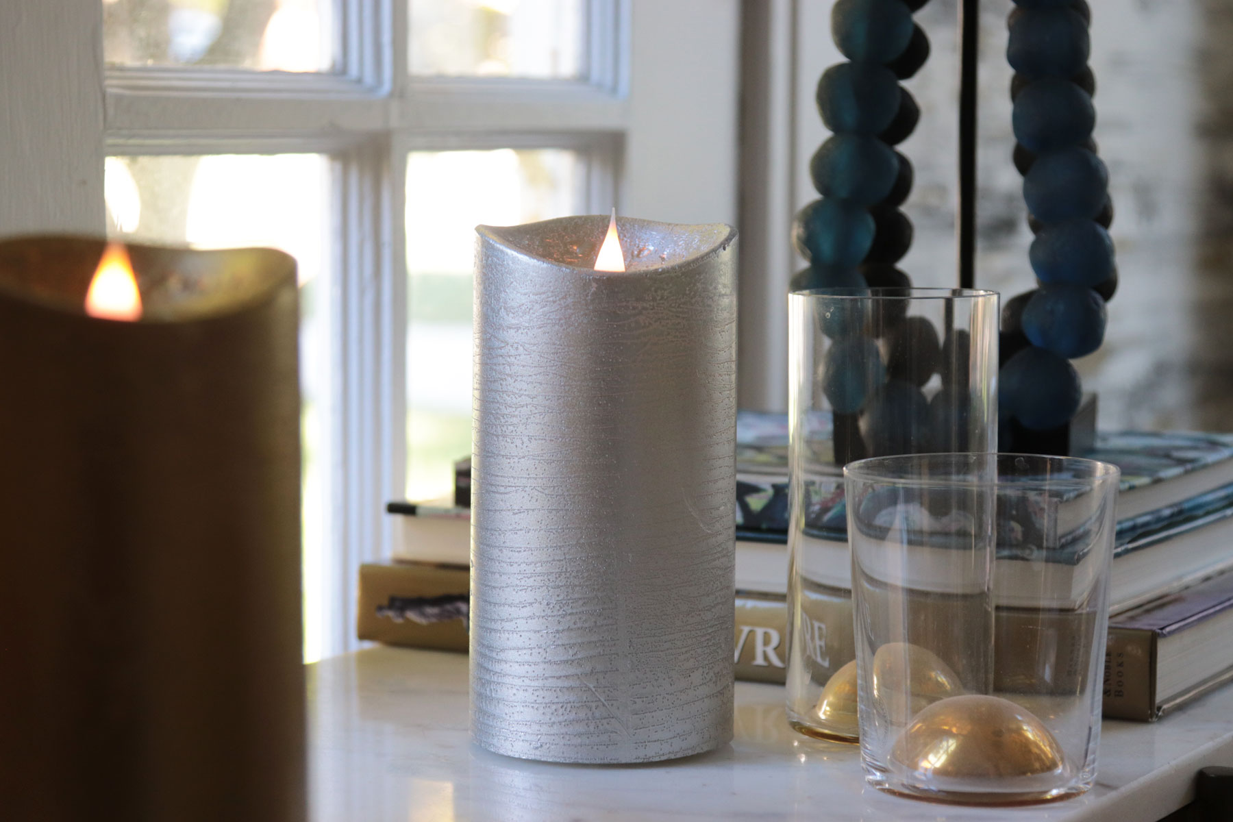 Silver Simplux LED Designer Candle - Moving Flame 3.5x7