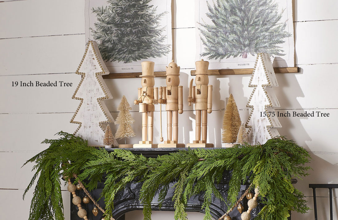 Wood decorated Tree With Beads - 19 Inch