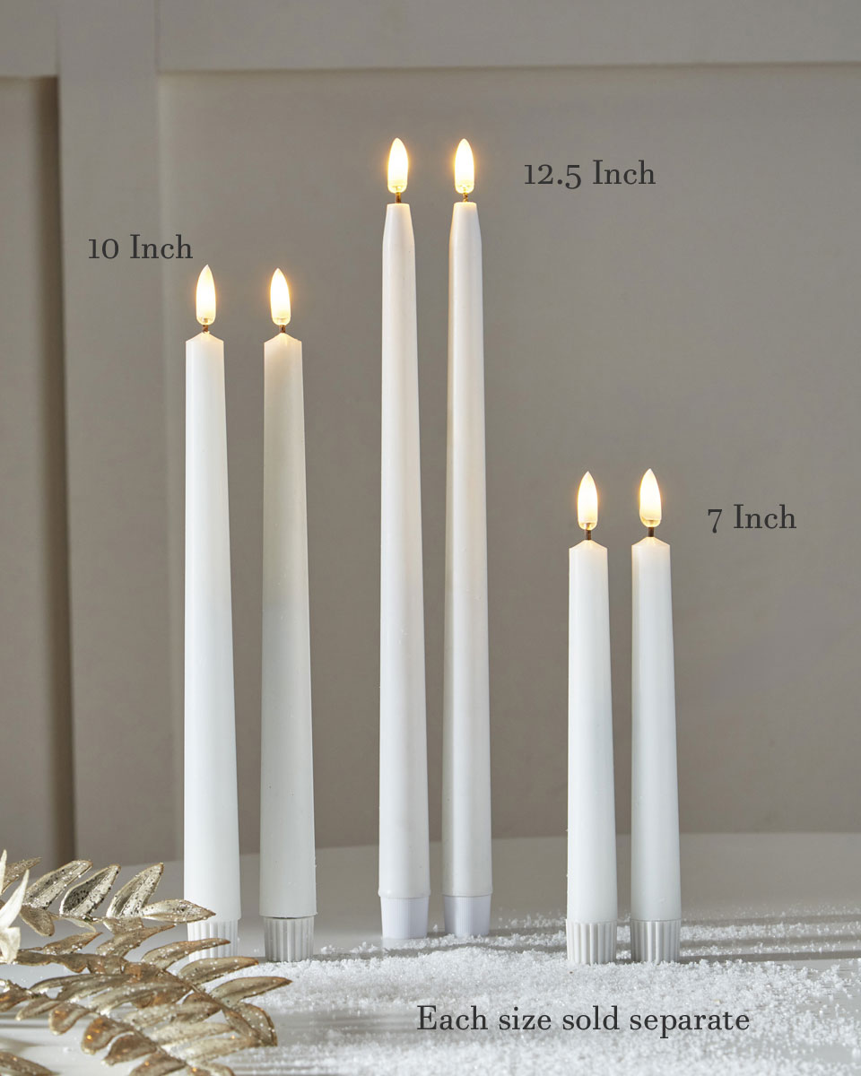 10 Inch White Taper Candles Set of 2 - Luminesce Flameless Candle ...