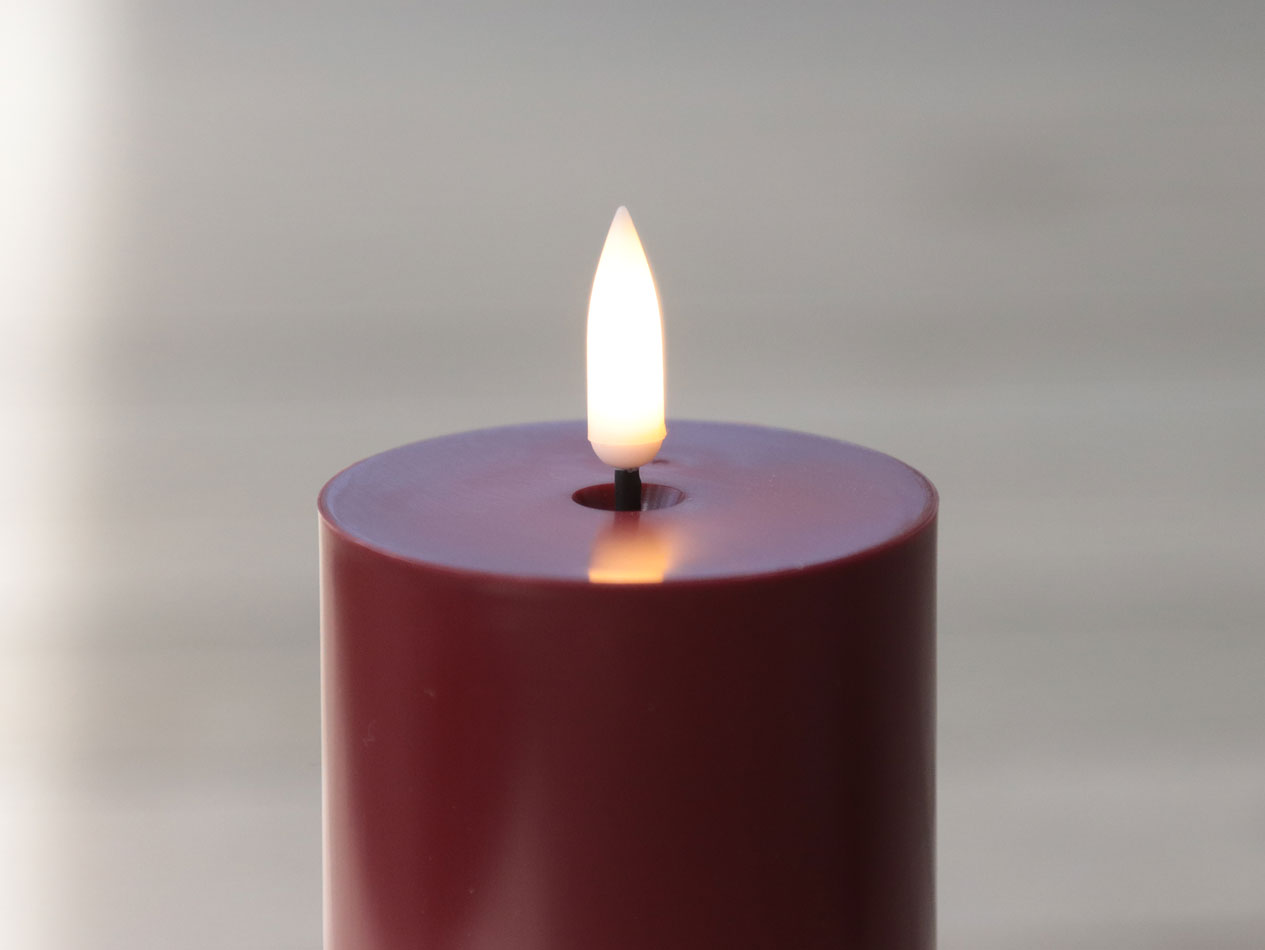 Wine Red Outdoor Flameless Candles Set of 3 - Timer