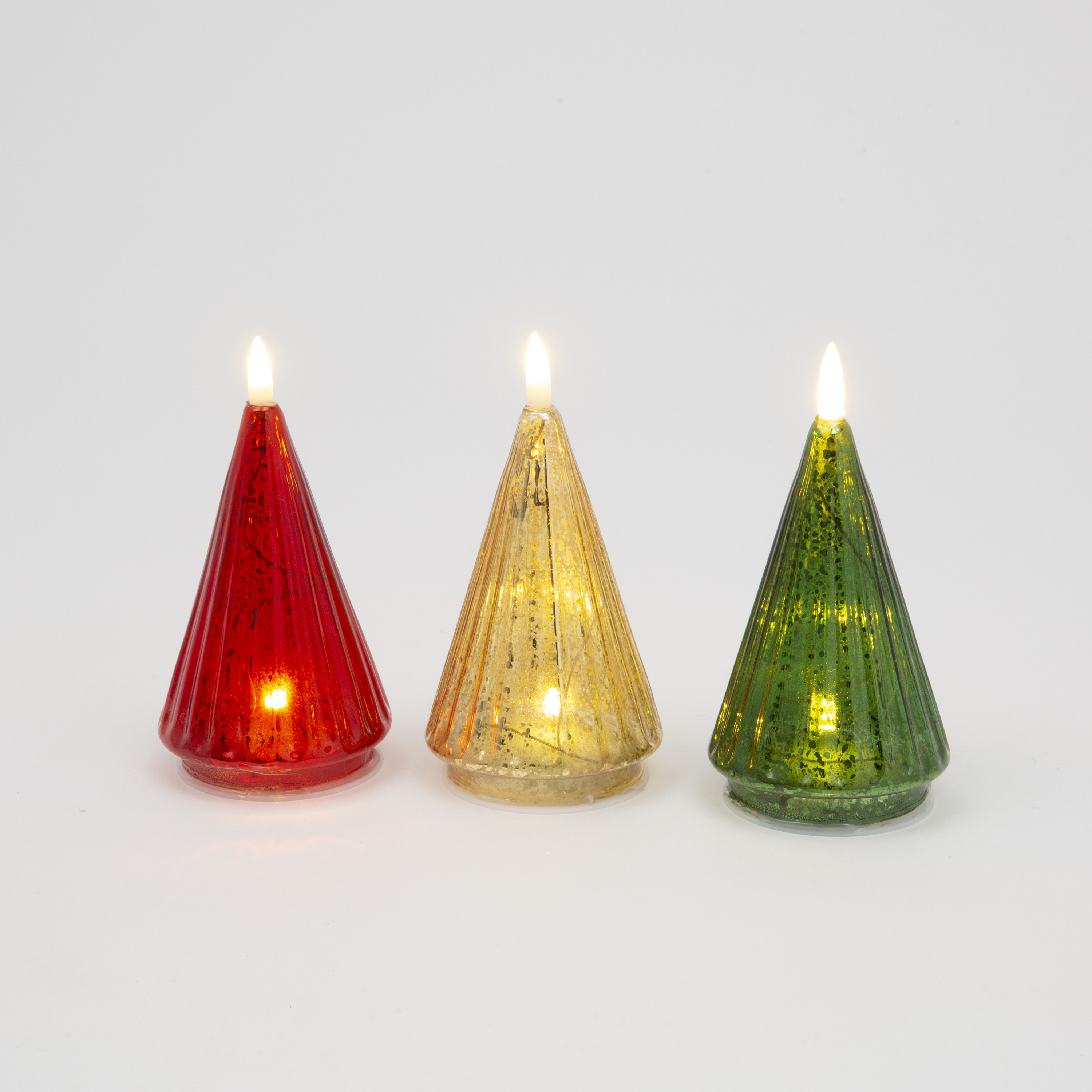 Lighted Holiday Gold Mercury Glass Tree Candle - NEW 2025