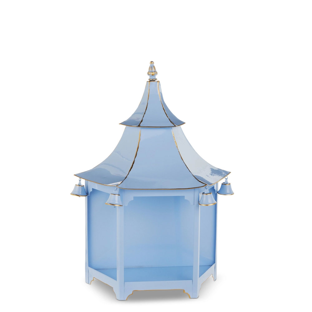 Blue Pagoda 20" Wall Lantern with Gold Detail - From RAZ, NEW 2026