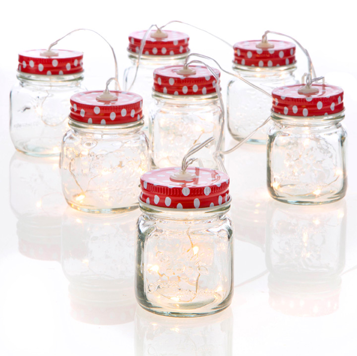 Mason Jar String Lights with Polka Dots Battery Operated - From RAZ