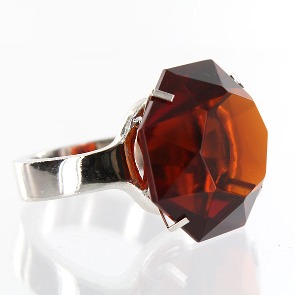 Glass Diamond Ring w/ Silver Band - Napkin Ring