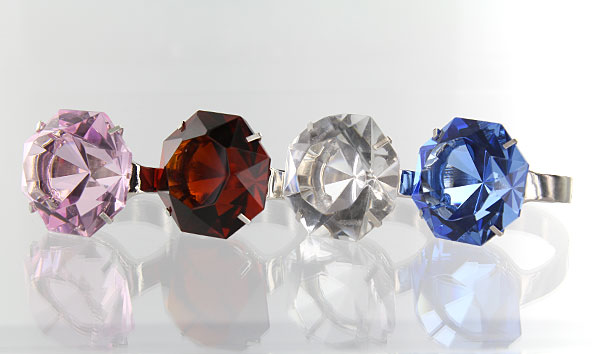 Glass Diamond Ring w/ Silver Band - Napkin Ring