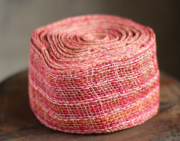 Rose - Fuchsia and Pink Rope Fiber Jute Ribbon - 4 In x 10 Yards