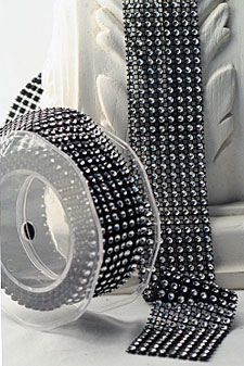 Black Rhinestone Mesh Bling 6 Feet 1.5 Inch Wide