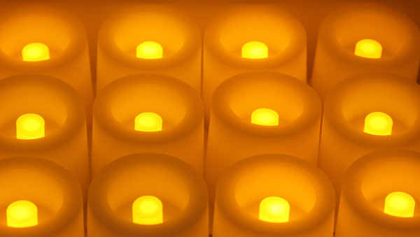 Tall Tea Lights - With Recessed Amber LED - Super Bright Set of 12