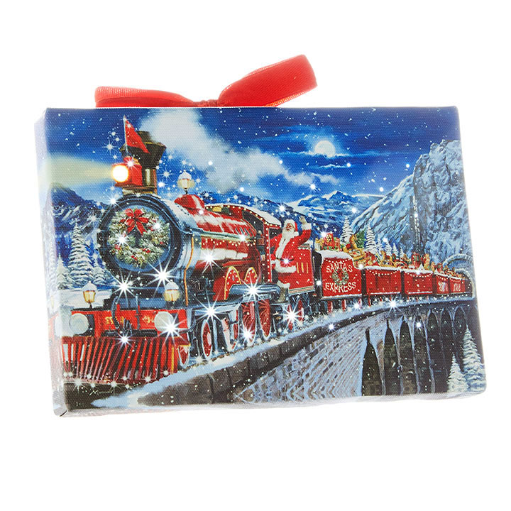 6 Inch Santa Express Lighted Print Ornament With Easel Back