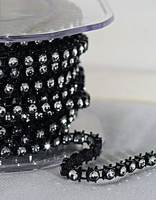 Black Rhinestone Bling Mesh 30 Feet Single Row